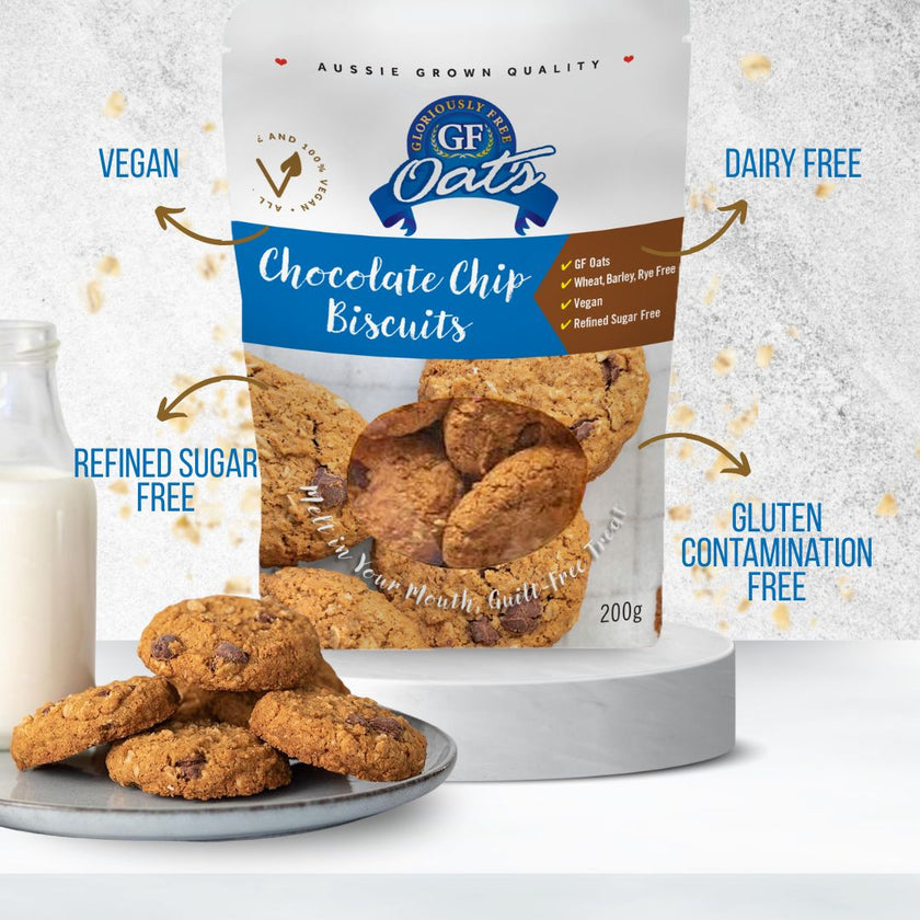 Choc-Chip Biscuit 10 pack - gluten free biscuit - gluten free oats – GF ...